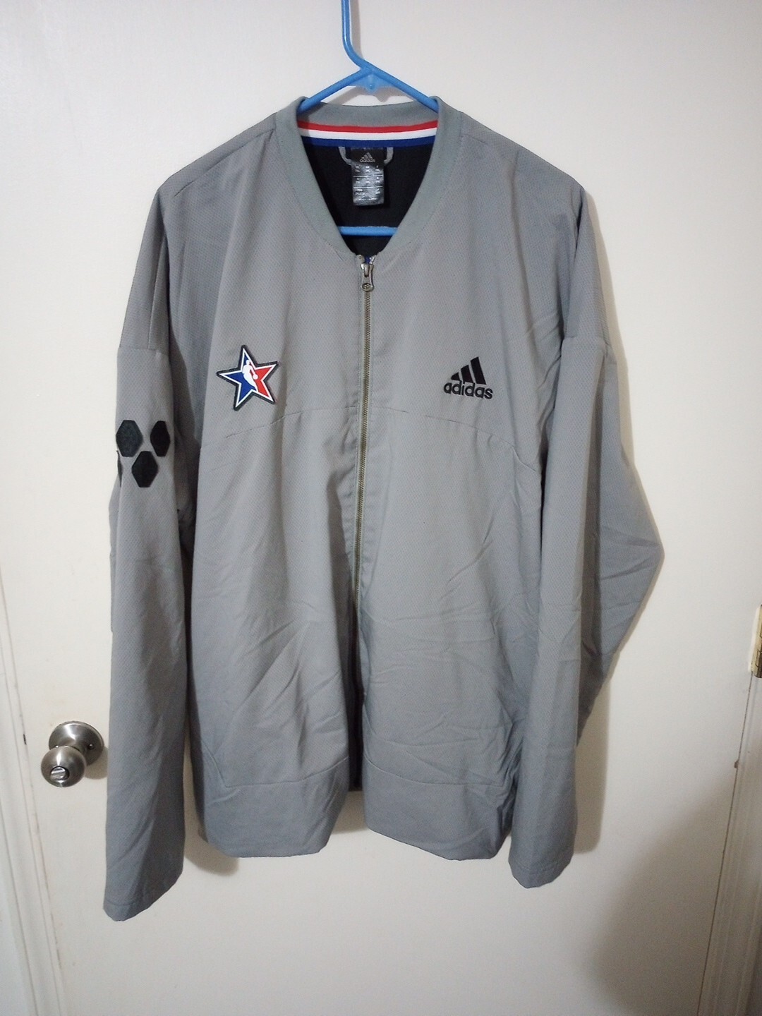 Adidas Jacket With NBA Logo Lined Gray Men's Size 2XL - Gem