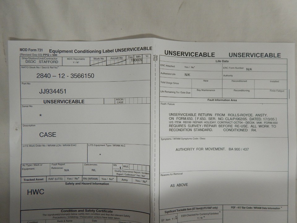 Tornado Aircraft Jet Engine HPC Stage 2 Stator Casing, Part No ...