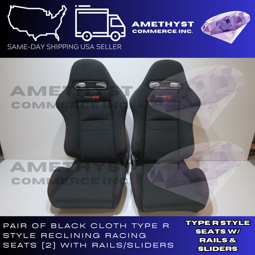 Pair (2) Reclinable Slider Seats For Type R Style Black Custom Seat ...