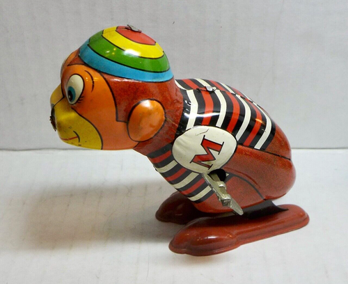 Vintage YONE Tin Toy Hopping Jumping Monkey Wind Up Works Japan Working ...