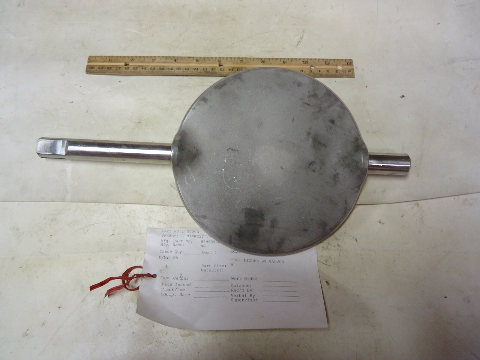 8399392209F Disc Stem 8" Valve, 7/8" Stem, Stainless Steel One Piece ...