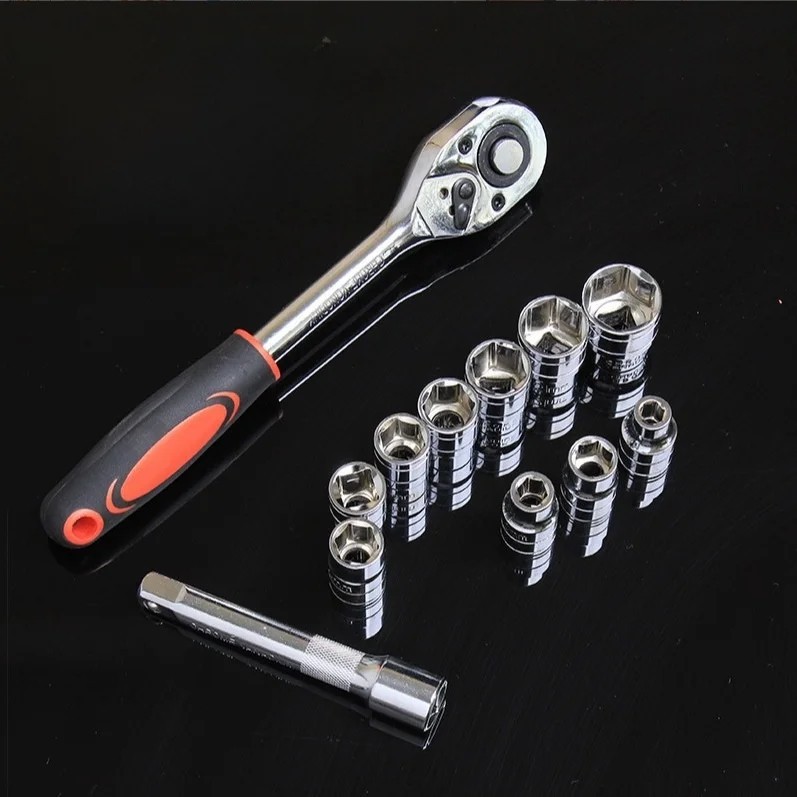 12PCS '' Socket Set 4-13mm Metric Extension Ratchet Wrench Tool Kit Set ...