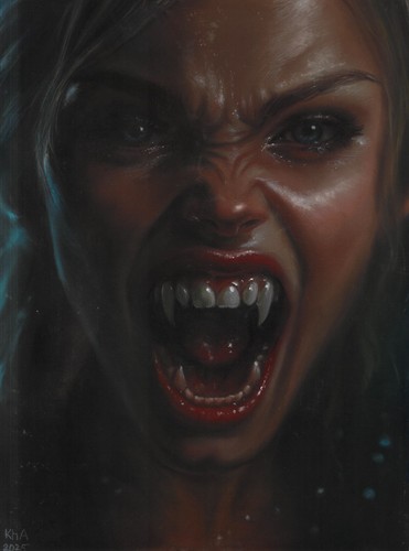 original drawing 30 x 40 cm 115НO artwork pastel modern woman vampire ...