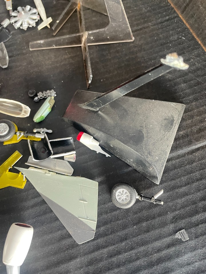 3 Junk Model Military Aircraft and Parts, Stands, 3 Planes different ...