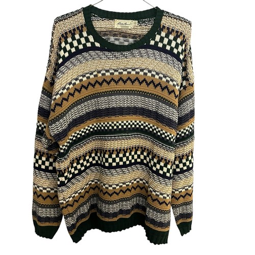 Vtg Eddie Bauer men's XL made in USA eclectic cable knit cotton ...