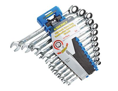 Signet Tools 12 Piece Extra Long Ratchet Spanner Set Metric 8 - 19mm ...
