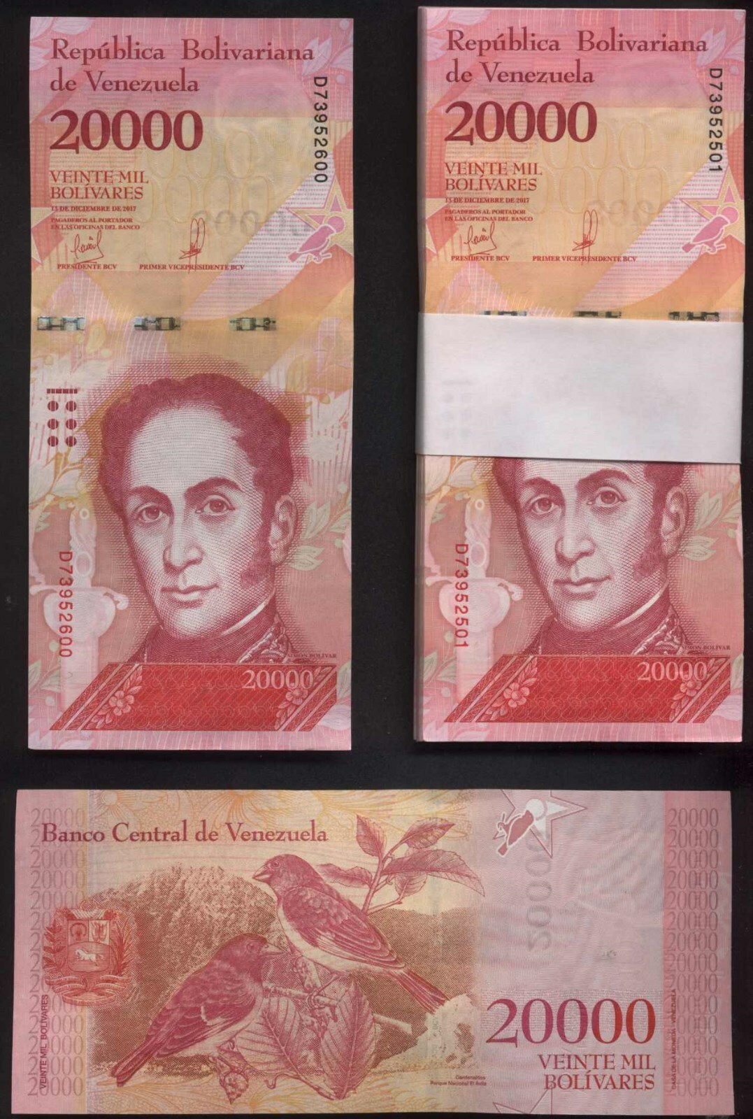 Originalbündel 100 notes: ORIGINAL BUNDLE VENEZUELA, 20000 Bolivares ...