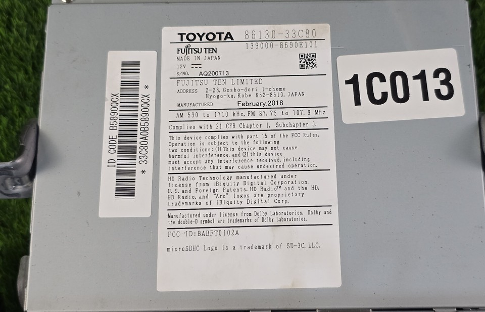 2017-2019 Lexus ES350 ES300H Gracenote HD radio XM Head unite 86130 ...