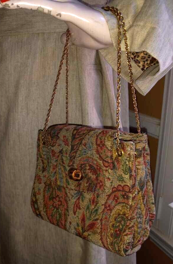 Vintage MM Morris Moskowitz Floral Paisley Tapestry Mini Handbag W ...