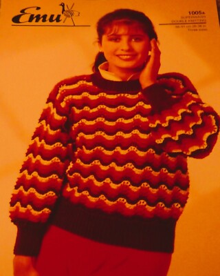 Emu Knitting Pattern Lady's DK Colour Patterned Sweater No 1005a | eBay UK