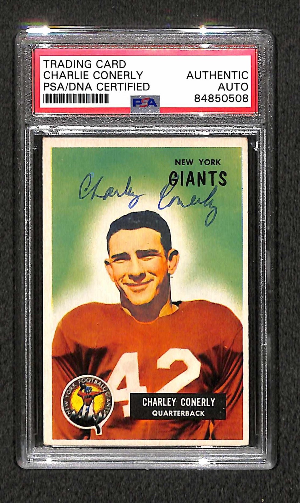 Charlie Conerly 1955 Bowman Signed Autographed Card #16 PSA Future HOF ...