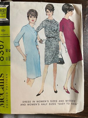 McCall's 8367 Vintage 60's Easy Cute Dress Sewing Pattern Sz. 40 ...