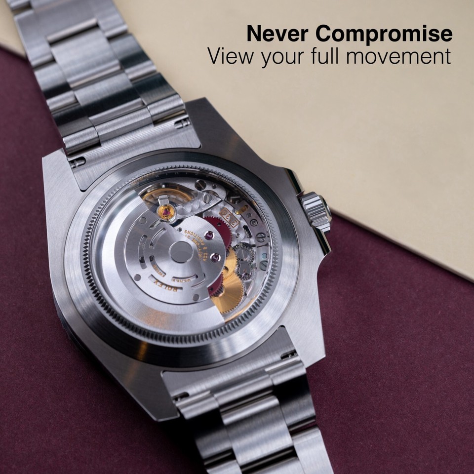 Spiralwinder Slim Sapphire Exhibition Caseback For Rolex Submariner and ...