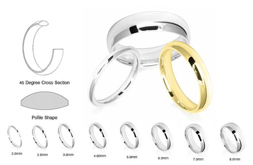 9ct Weiß D Profil Form Ehering 2mm-10mm - Schweres Gewicht | eBay.de