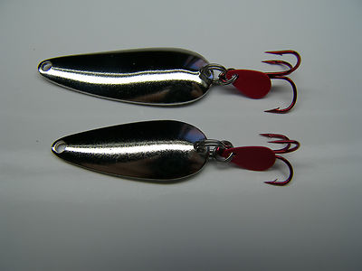 SILVER SPOON LOT 2 SALMON TROUT STEELHEAD LURE JIG SPINNER FISHING RED ...