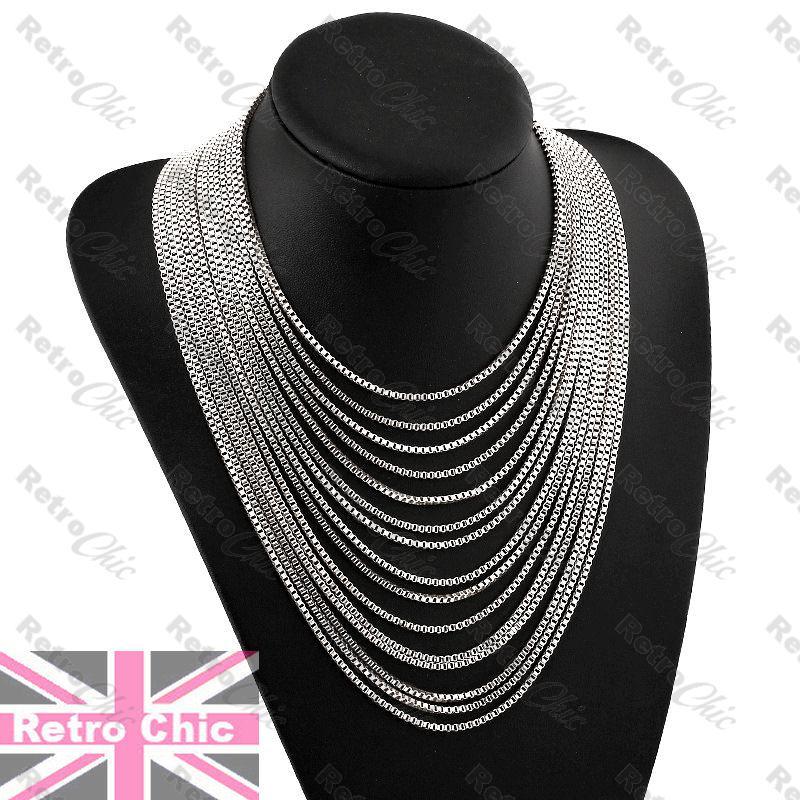 SLINKY DRAPE BIG NECKLACE statement LAYERED LIQUID CHAINS gold/silver ...