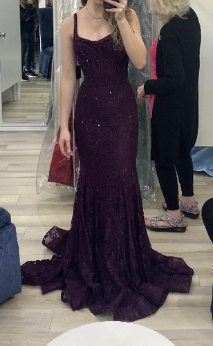 La Femme Dress Size 00 Berry/Plum/Burg.Floral Lace Long Formal Evening ...