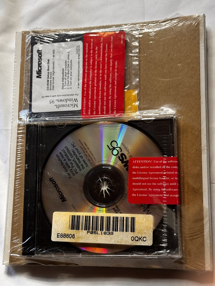 Microsoft Windows 95 OEM Full Version CD-ROM +Boot Floppy Disk New ...