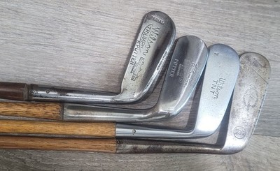 4 Antique Vintage 1920's Wilson Hickory Wood Shaft Golf Club Putters ...