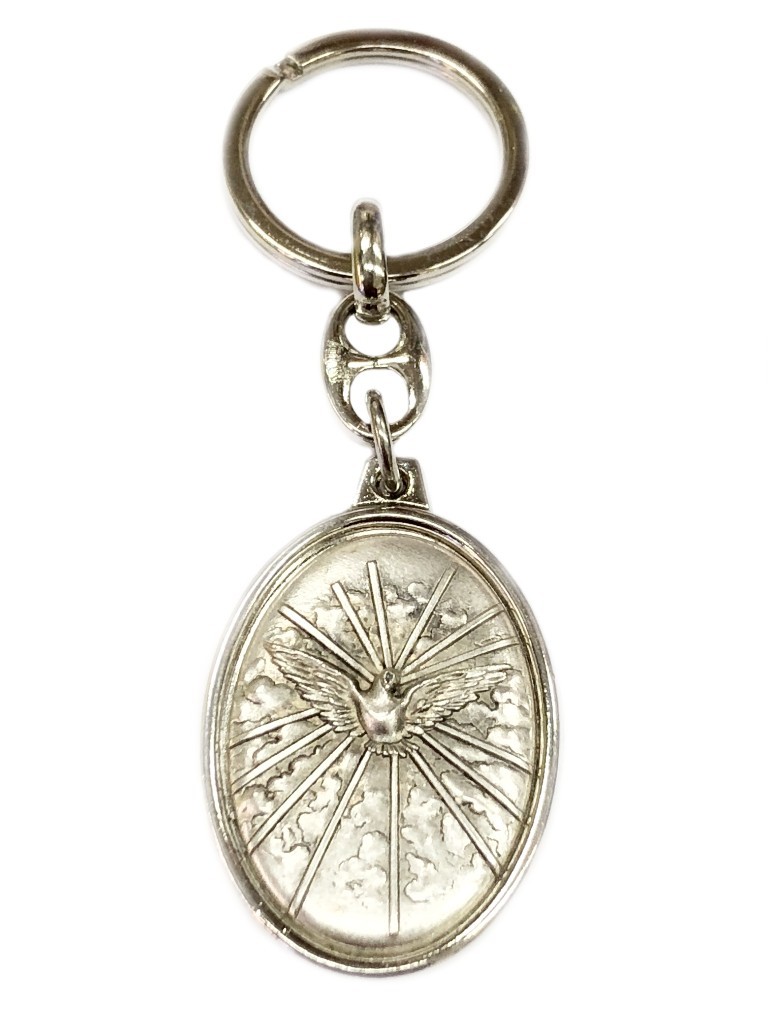Holy Spirit Medal Catholic Religious Key Ring Keychain Espiritu Santo ...