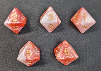 5pc Eight-Sided D8 Dice -ORANGE/WHITE- for Dungeons&Dragons DND RPG or ...