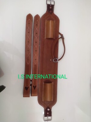 WESTERN LEATHER BEAUTIFUL BACK CINCH HAND TOOLED WITH OFF BILLETS F ...