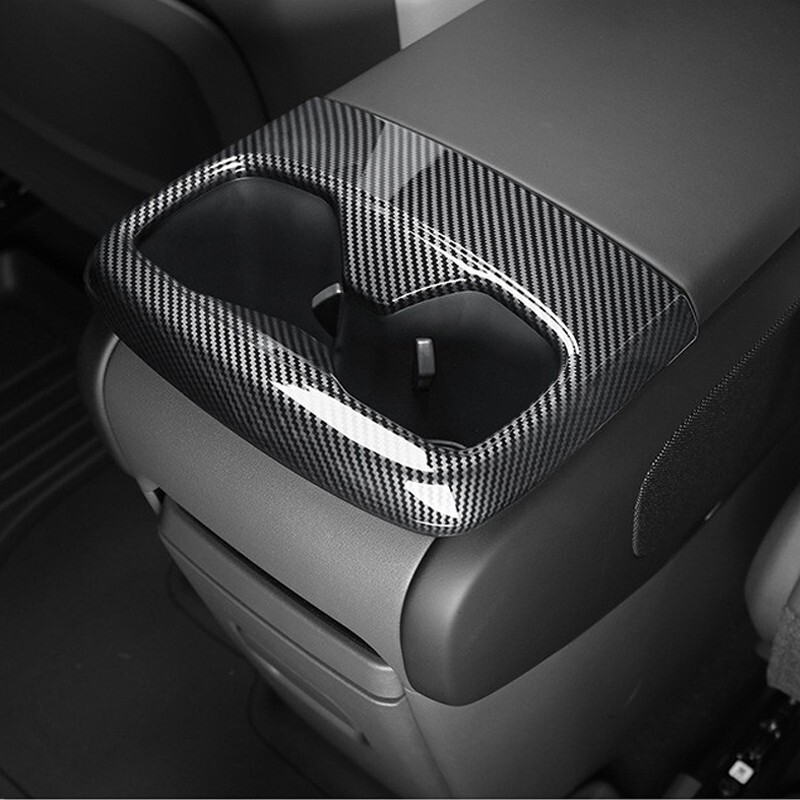 Carbon Fiber ABS Car Interior Rear Water Cup Holder Cover Trim Decal ...