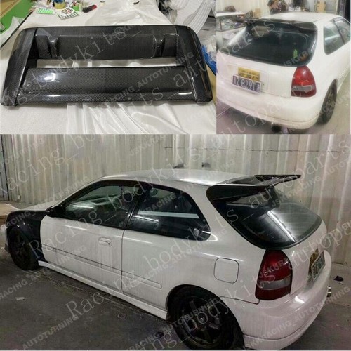 For Honda EK Civic 3Door Hatchback Rear Roof Spoiler Wing Carbon Fiber ...