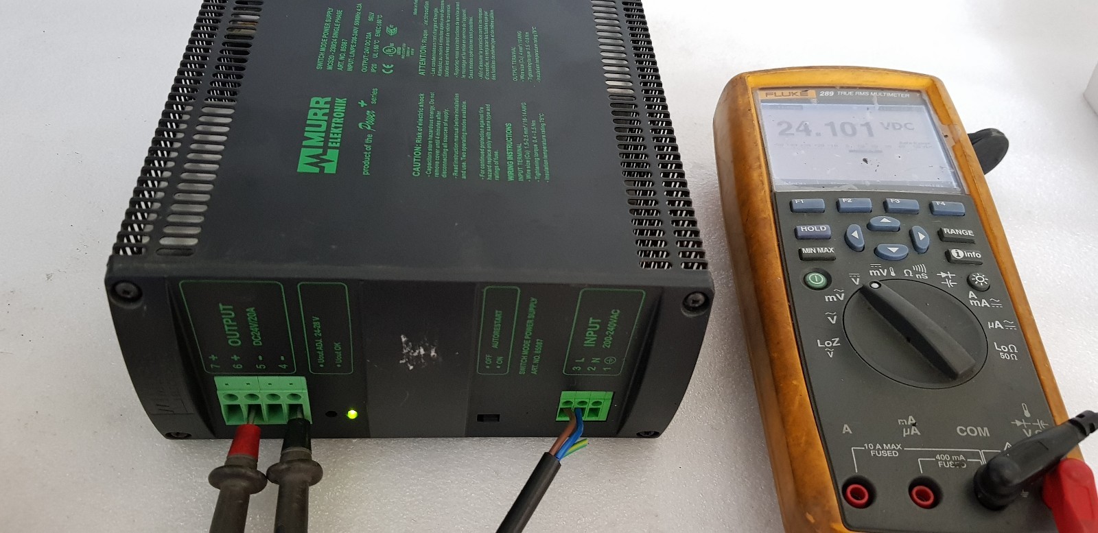 MURR POWER SUPPLY MCS20-230/24,85087 TESTED WORKING FRONT COVER BROKEN ...