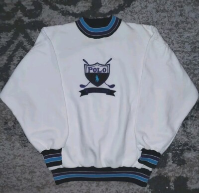 VTG Polo Ralph Lauren Blue Purple Striped Trim Shield Embroidered ...