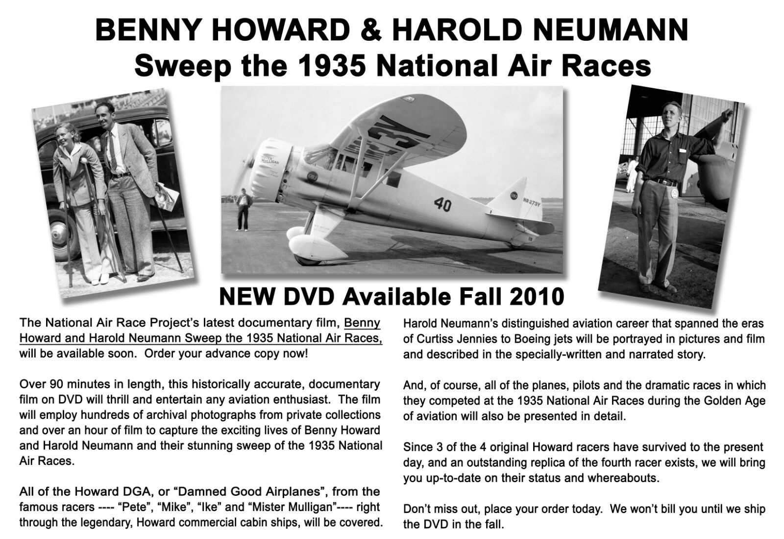 Benny Howard & Harold Neumann Sweep the 1935 National Air Races | eBay