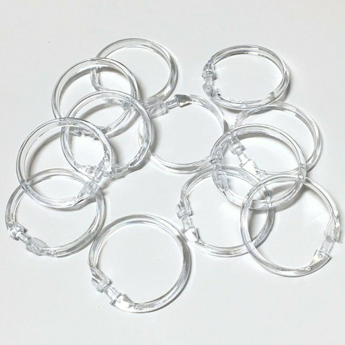 12 Pcs Shower CURTAIN RINGS Easy Snap On Clear Plastic Bathroom Liner ...