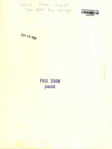 1988 Press Photo New York pianist Paul Shaw - tup05306 | eBay