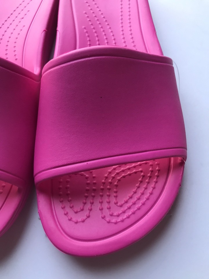 WOMEN'S CROCS HOT PINK KADEE SLIDE FLIP FLOP BEACH/POOL SANDALS SIZE 8 ...