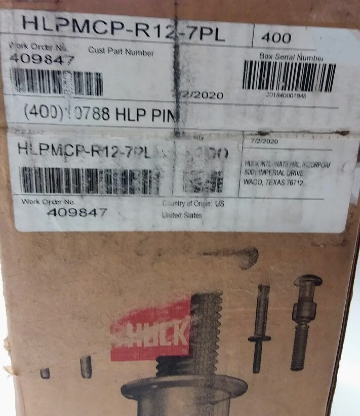 Huck Hucktainer® Steel Pin 3/8" Metal Clad HLPMC-R12-7PL Qty 400 | eBay