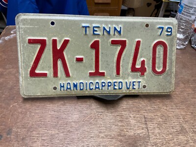 License Plate Vintage Tennessee Handicapped Vet ZK 1740 1979 Rustic | eBay
