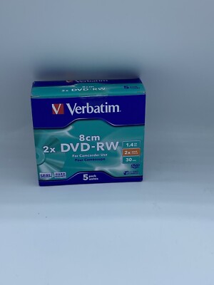 5 Discs Verbatim 3 1/8in 2X Mini Dvd-Rw Pack Dvds 43514 1.4 GB For ...