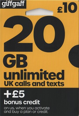 giffgaff sim card - 3 in 1 - £5.00 free credit on activation! - FREE P ...