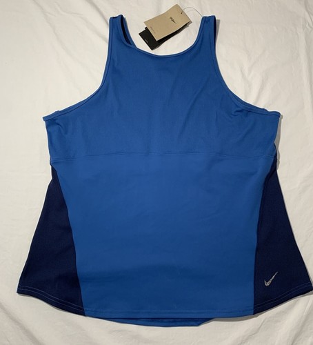 Nike Yoga Tank Top Women's 2XL XXL Dri-Fit Blue Open Back Slim Fit ...