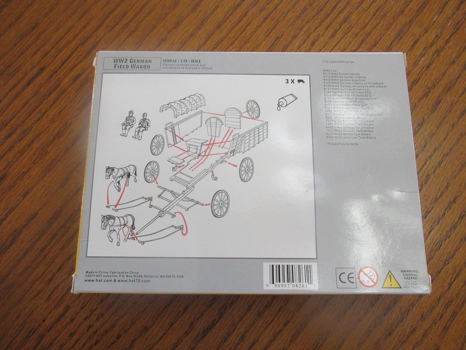 Hat #8261 WW2 German Field Wagon 1/72 Scale 3 Wagons in Green Color | eBay