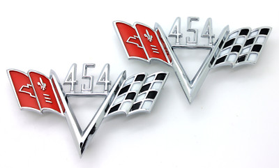 NEW Custom 454 Cross Flag Fender Emblem Set / 1960s Chevrolet Chevy ...