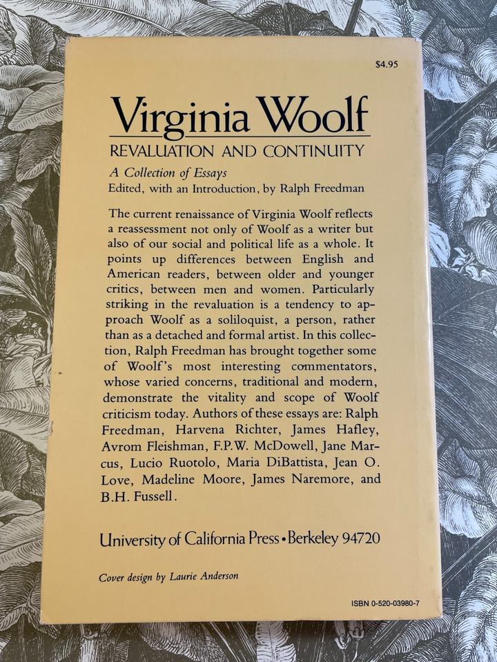 VIRGINIA WOOLF Revaluation and Continuity PB Trade Paperback Ralph ...