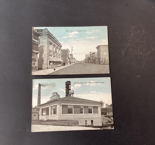 Ladysmith WI 2 1920 Postcards Miner Avenue Street View & Menasha Paper ...