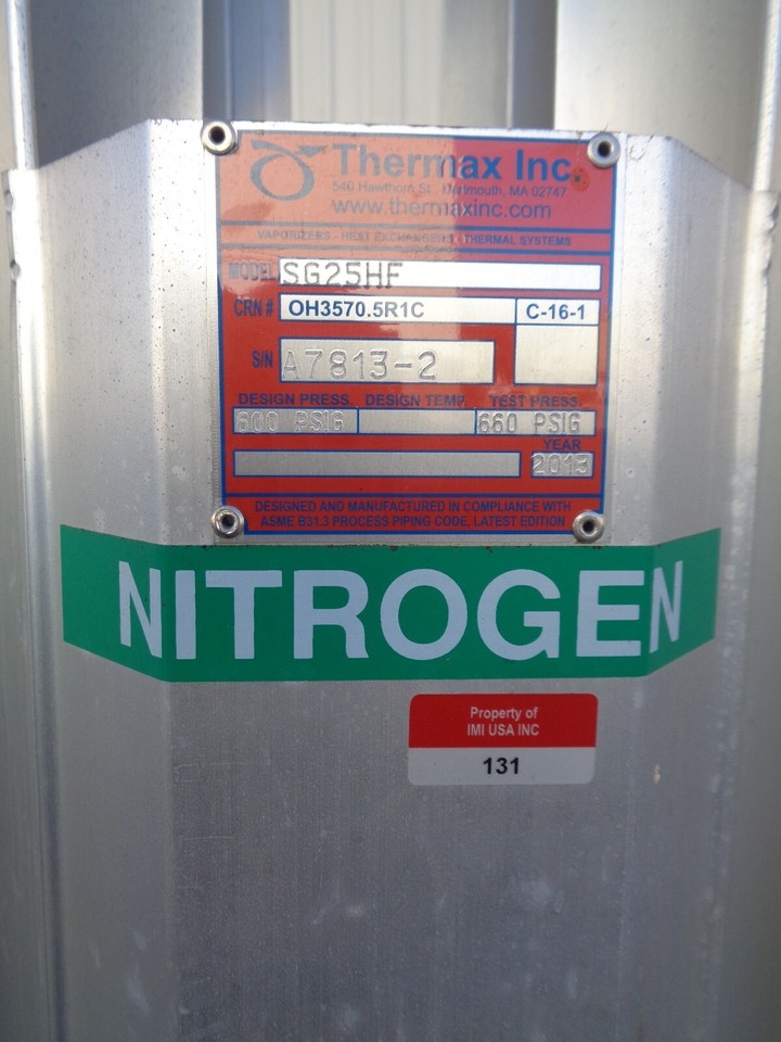 2013 Thermax Inc SG25HF Thermafin Supergap Nitrogen Vaporizer LN2 ...