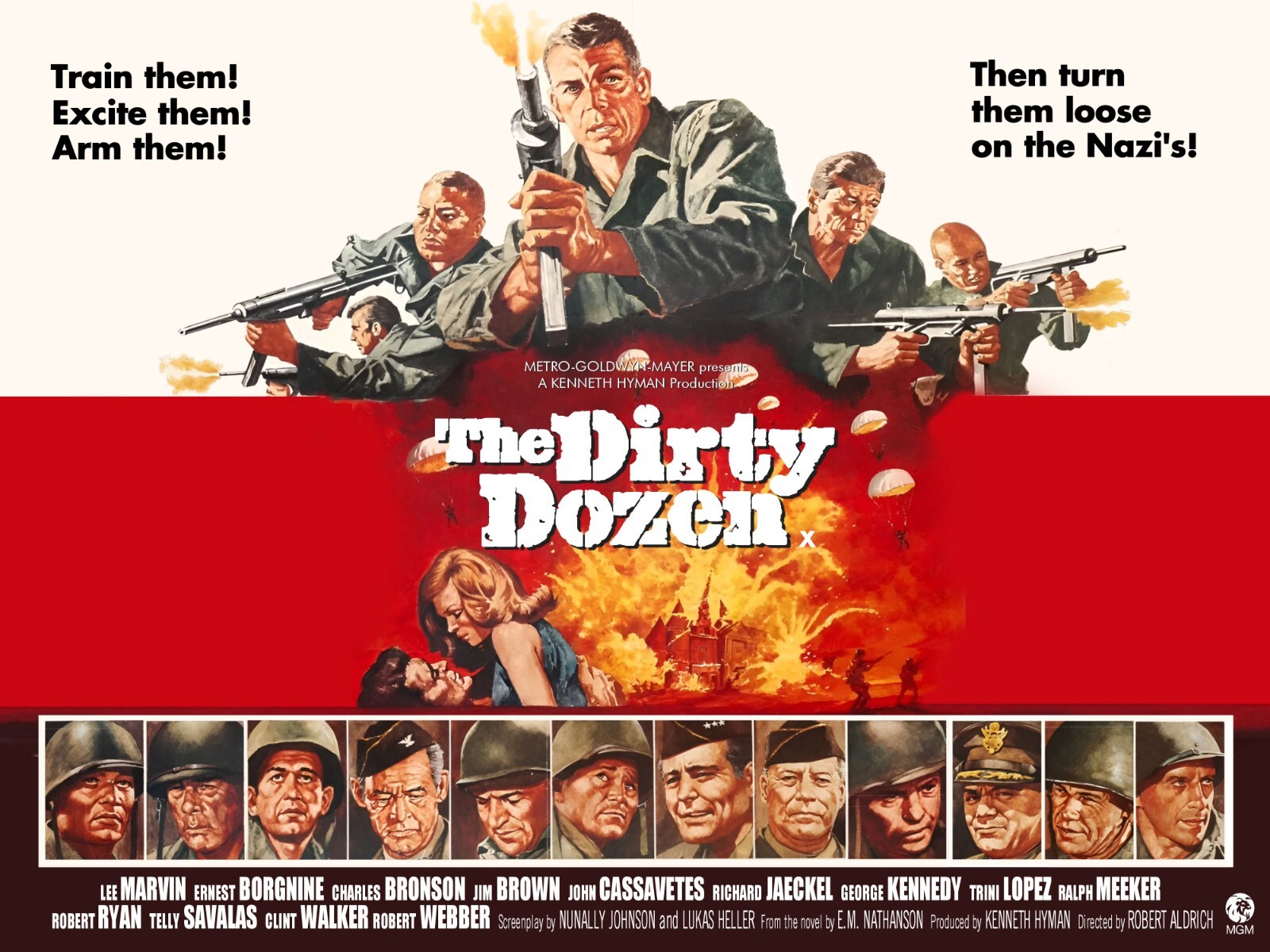 THE DIRTY DOZEN 1967 Quad poster print 30x40" Lee Marvin Charles ...