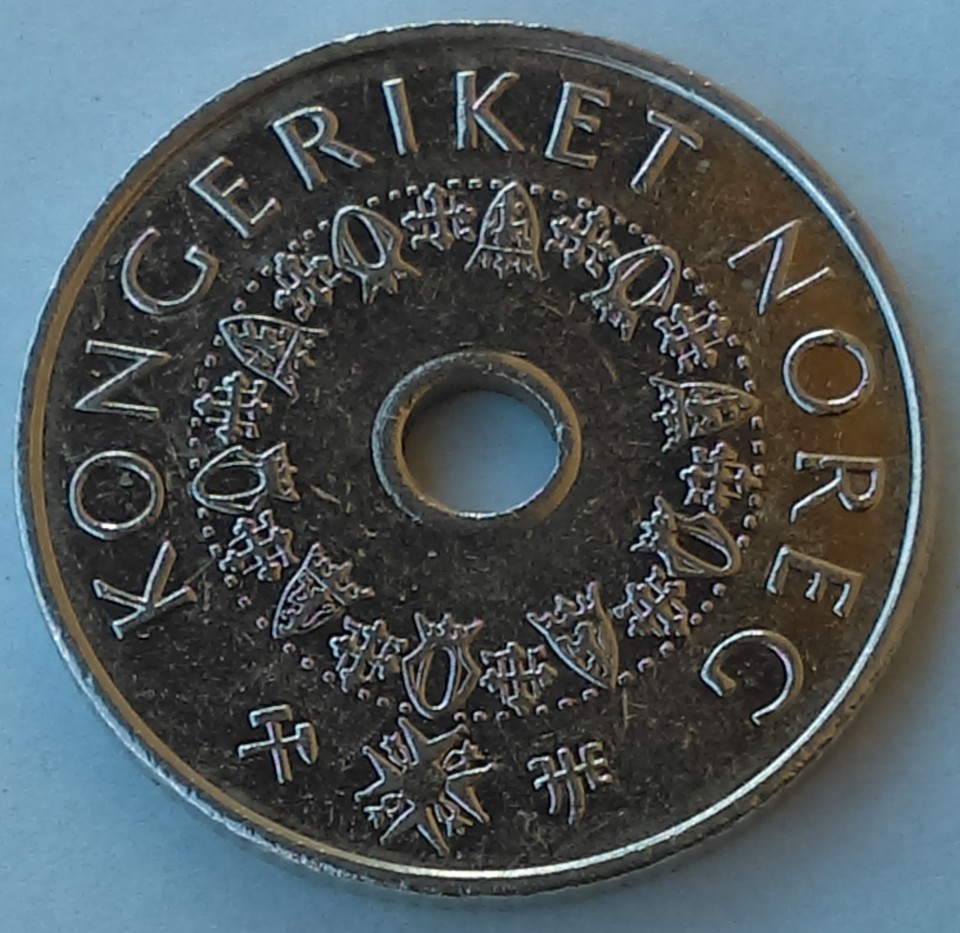 5 Kroner 1998. Harald V, KONGERIKET NOREG, Copper-nickel, Norway coin ...