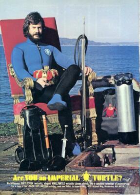 1973 Imperial TurtleSkin Suit PRINT AD Scuba Diver Fins Tanks Knife ...