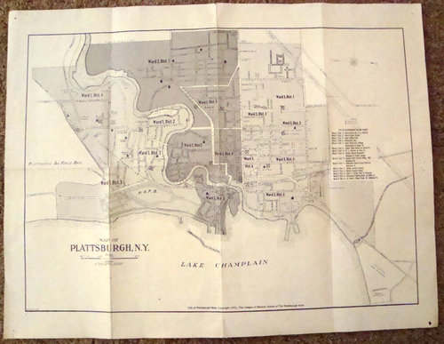 1973 MAP of CITY OF PLATTSBURGH and CLINTON COUNTY - 17" X 22" - PAFB ...