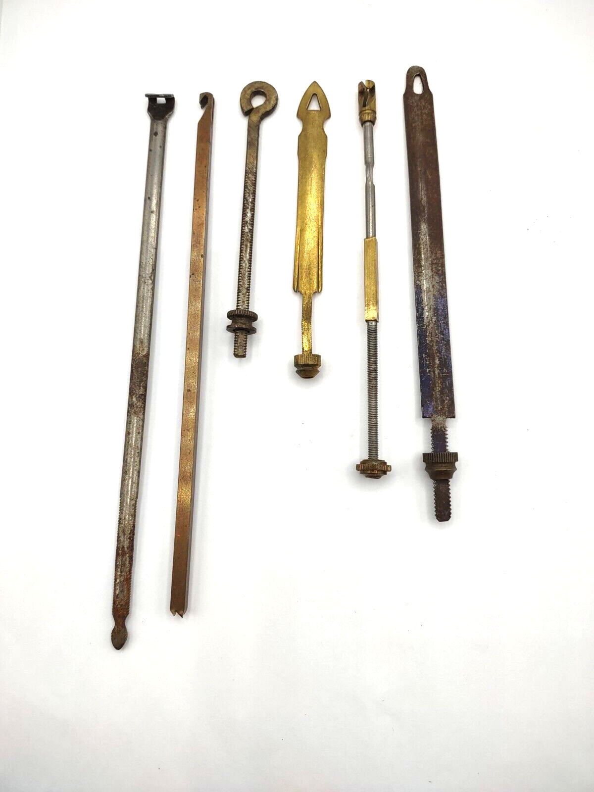 Lot/6 Brass & Steel Antique American/French Clock Pendulum Rods NO Bobs ...