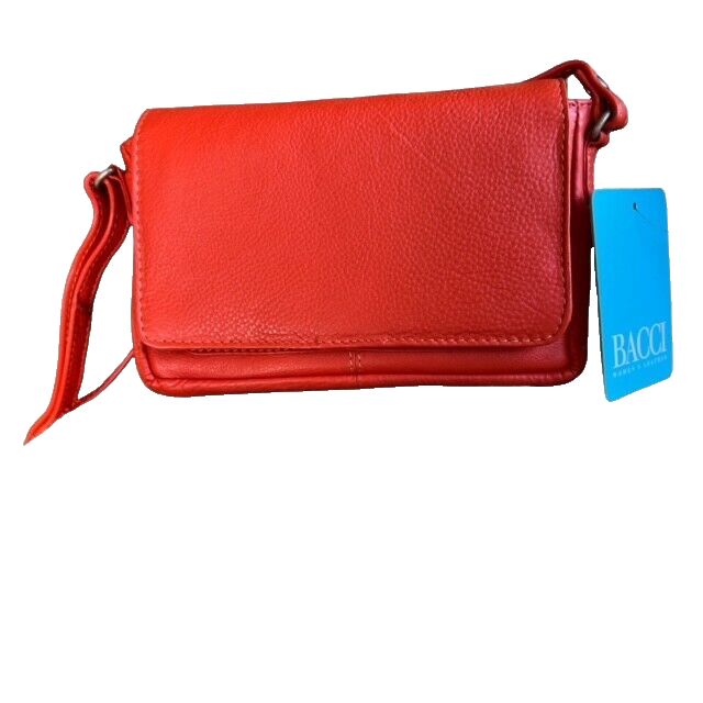 Bacci Small Leather Orange Crossbody Handbag, Purse | eBay